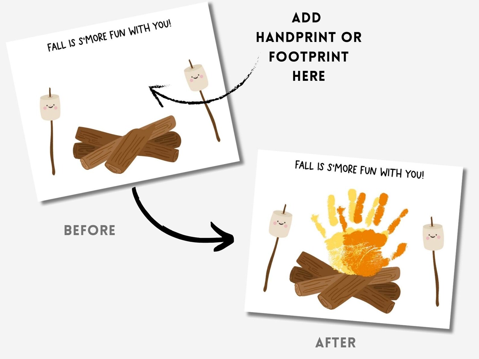 S'mores Handprint Printable Template, Fall Handprint Art, Preschool ...
