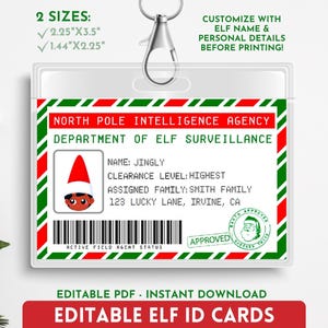 EDITABLE Elf ID Card Printable Brown Skin Elf ID Badge, Christmas Elf ...