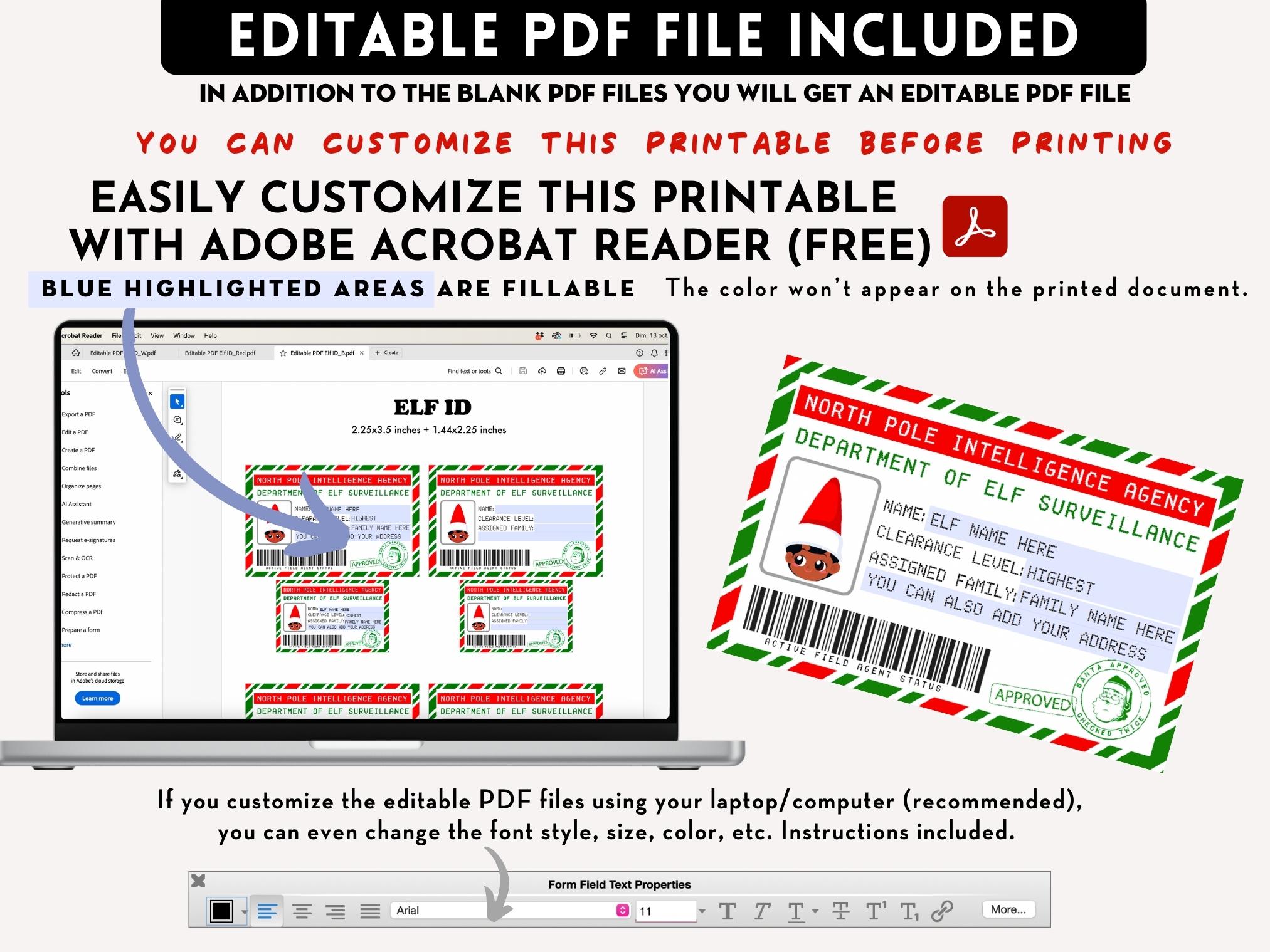 EDITABLE Elf ID Card Printable Brown Skin Elf ID Badge, Christmas Elf ...