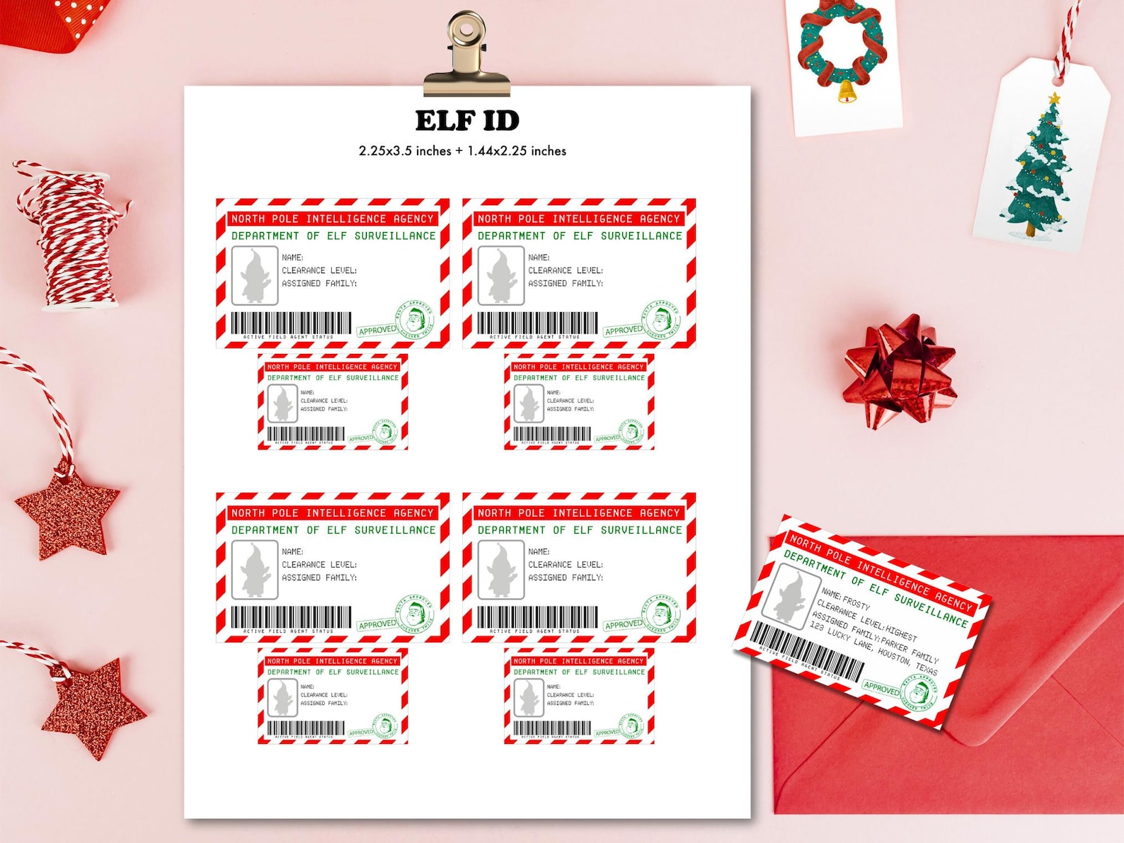 EDITABLE Elf ID Card Printable Elf ID Badge, Christmas Elf ...
