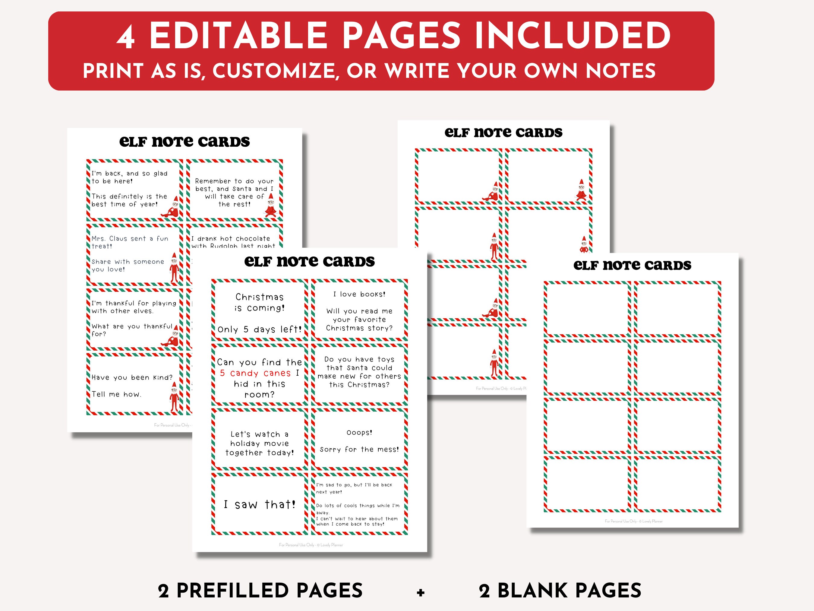 Editable Elf Note Cards, Printable Letter From Elf, Personalized ...