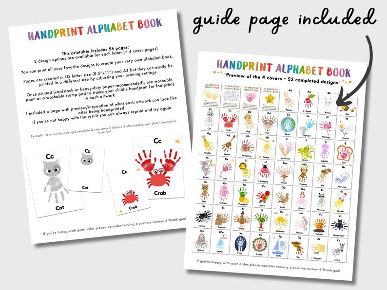 Handprint Alphabet Book Template, Printable Alphabet Handprint Craft ...