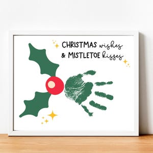 Christmas Handprint Printable Template, Mistletoe Holidays Handprint ...