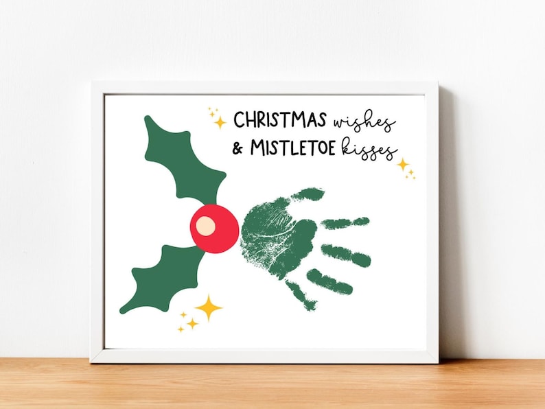 Christmas Handprint Printable Template, Mistletoe Holidays Handprint ...