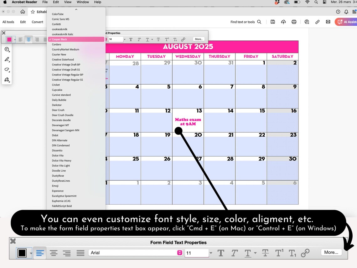 Printable EDITABLE Monthly School Calendar 2025-2026 Template, Academic ...