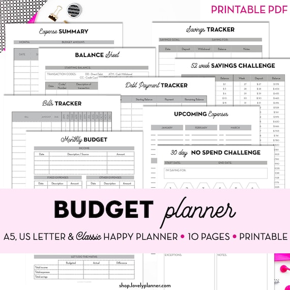 Printable Budget Planner Inserts Pack of 10 Planner Inserts | Etsy