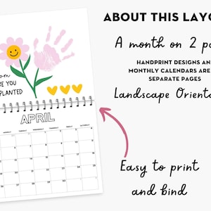 Handprint Calendar 2026 Landscape, Printable Handprint Craft Bundle ...