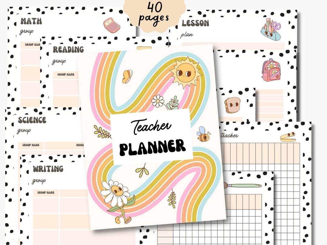 Teacher Planner Printable | Cute Teacher Binder | Teacher Plan & Record ...