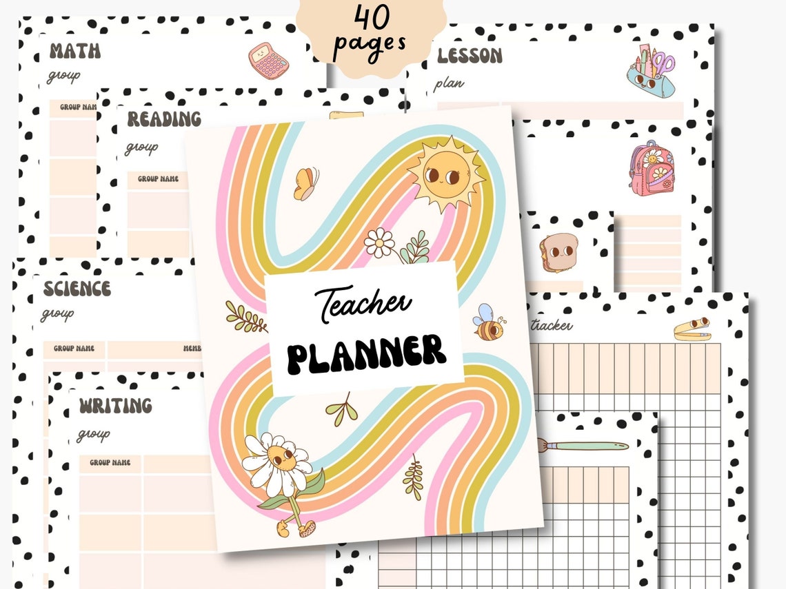 Teacher Planner Printable | Cute Teacher Binder | Teacher Plan & Record ...