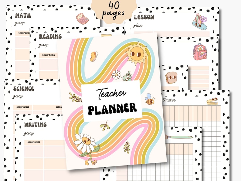 Teacher Planner Printable | Cute Teacher Binder | Teacher Plan & Record ...