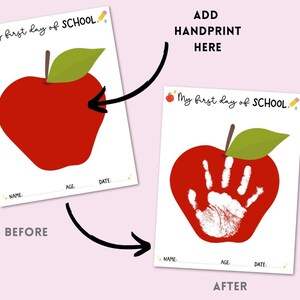 First Day of School Handprint Art, Apple Handprint Printable Template ...