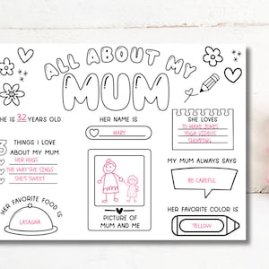 All About My Mum, Mother's Day Interview, Mother's Day Printable ...