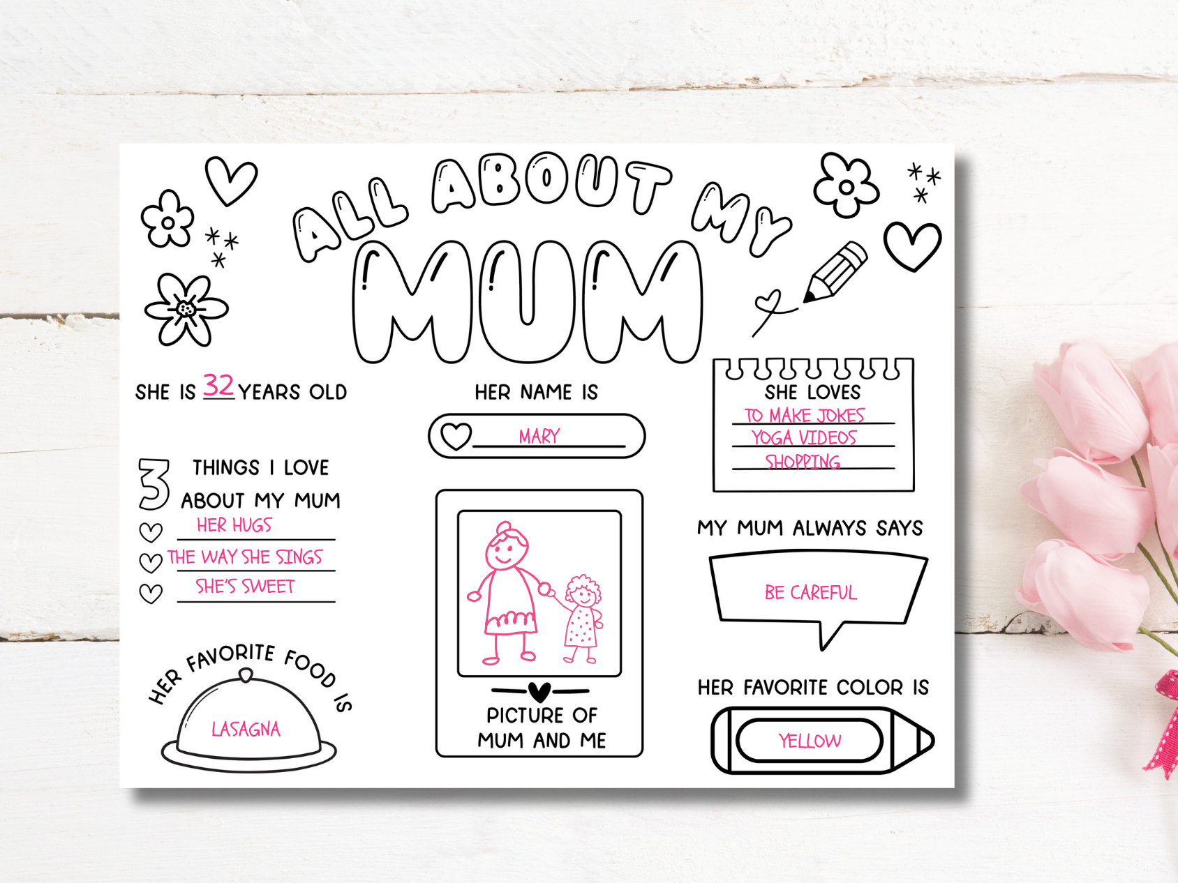 All About My Mum, Mother's Day Interview, Mother's Day Printable ...