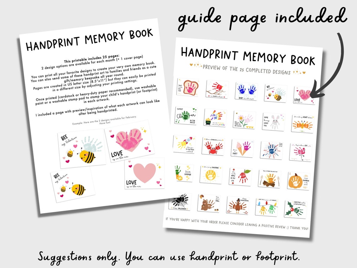 Holidays and Seasonal Handprint Art Bundle, Printable Handprint Memory ...