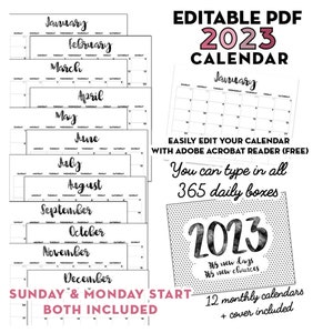 Printable EDITABLE Monthly Calendar Template for 2023 2023 - Etsy
