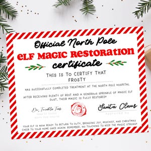 BUNDLE EDITABLE Elf Sick Notice Printable Elf Medical Certificate Elf ...