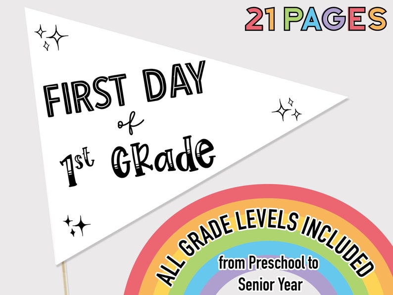 First Day of School Flag Printable for ALL GRADE Levels - Back to ...