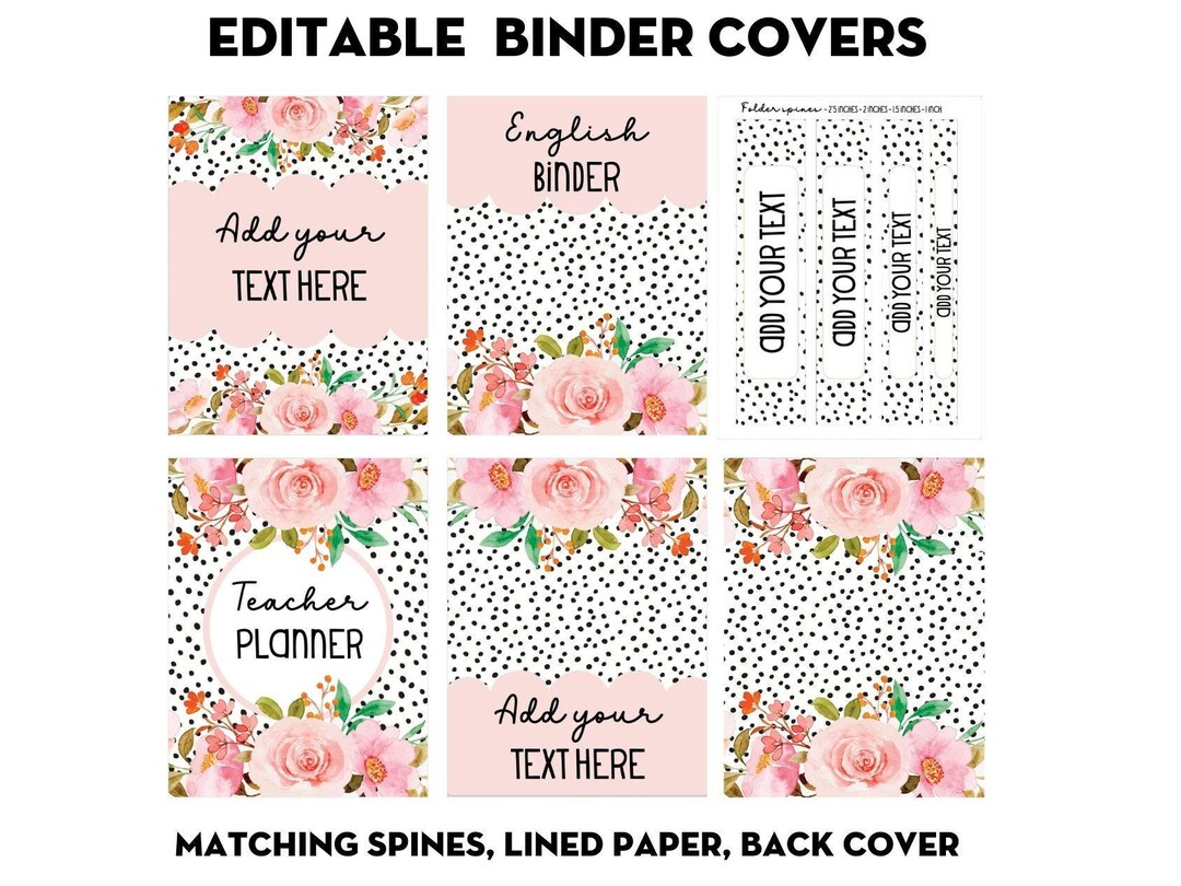 Editable Floral Binder Covers & Spines | Printable Teacher Binder ...
