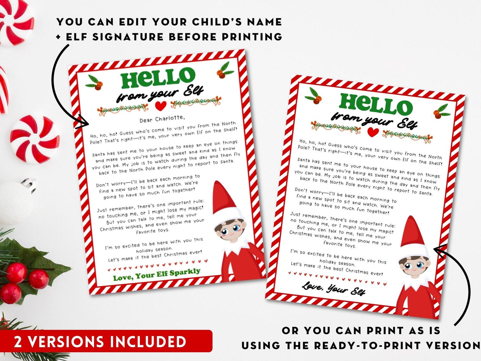 Editable Elf First Arrival Letter Printable First Time Elf ...