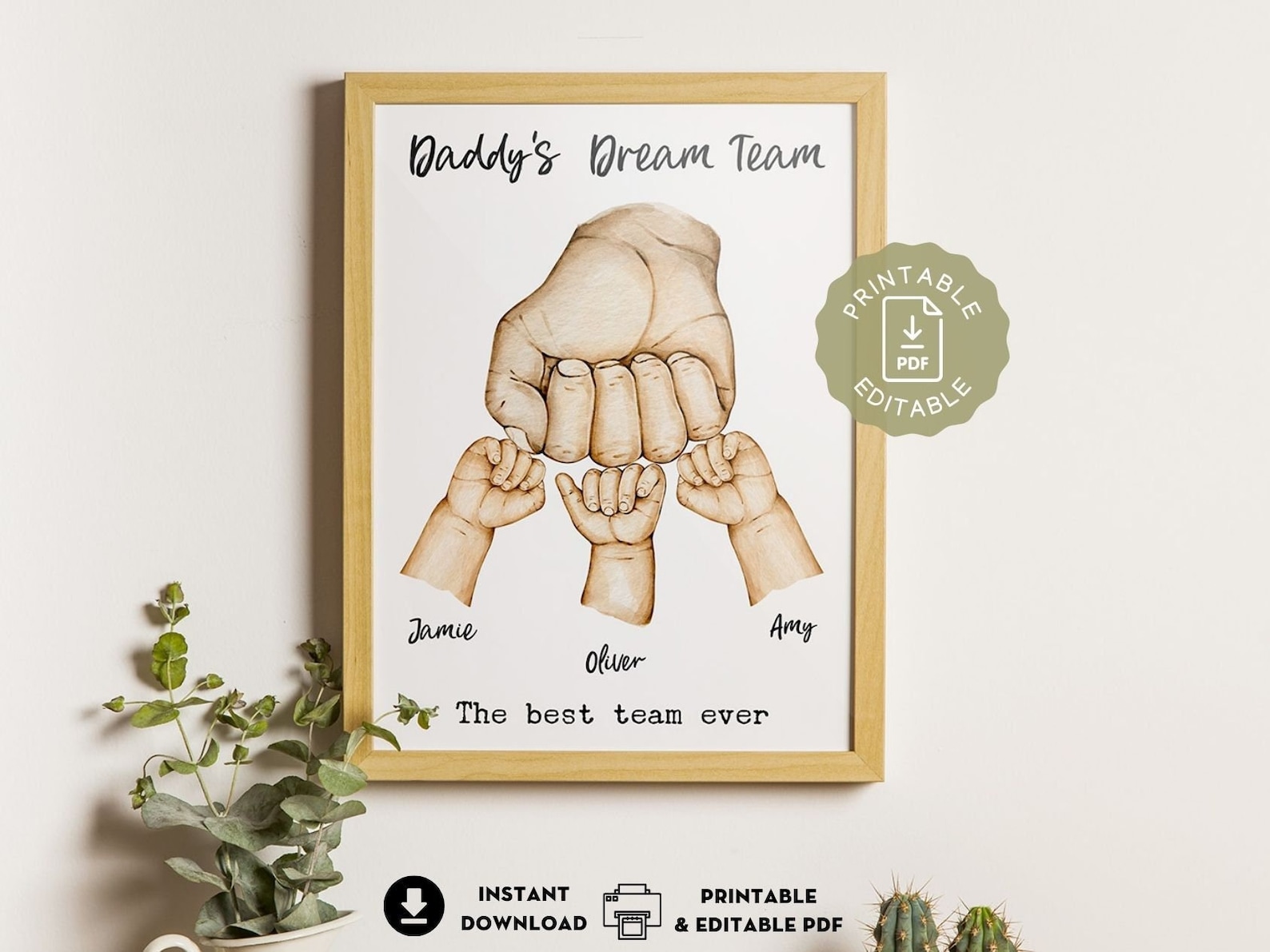 Editable Father's Day Fist Bump Printable Gift Dad Team Print ...