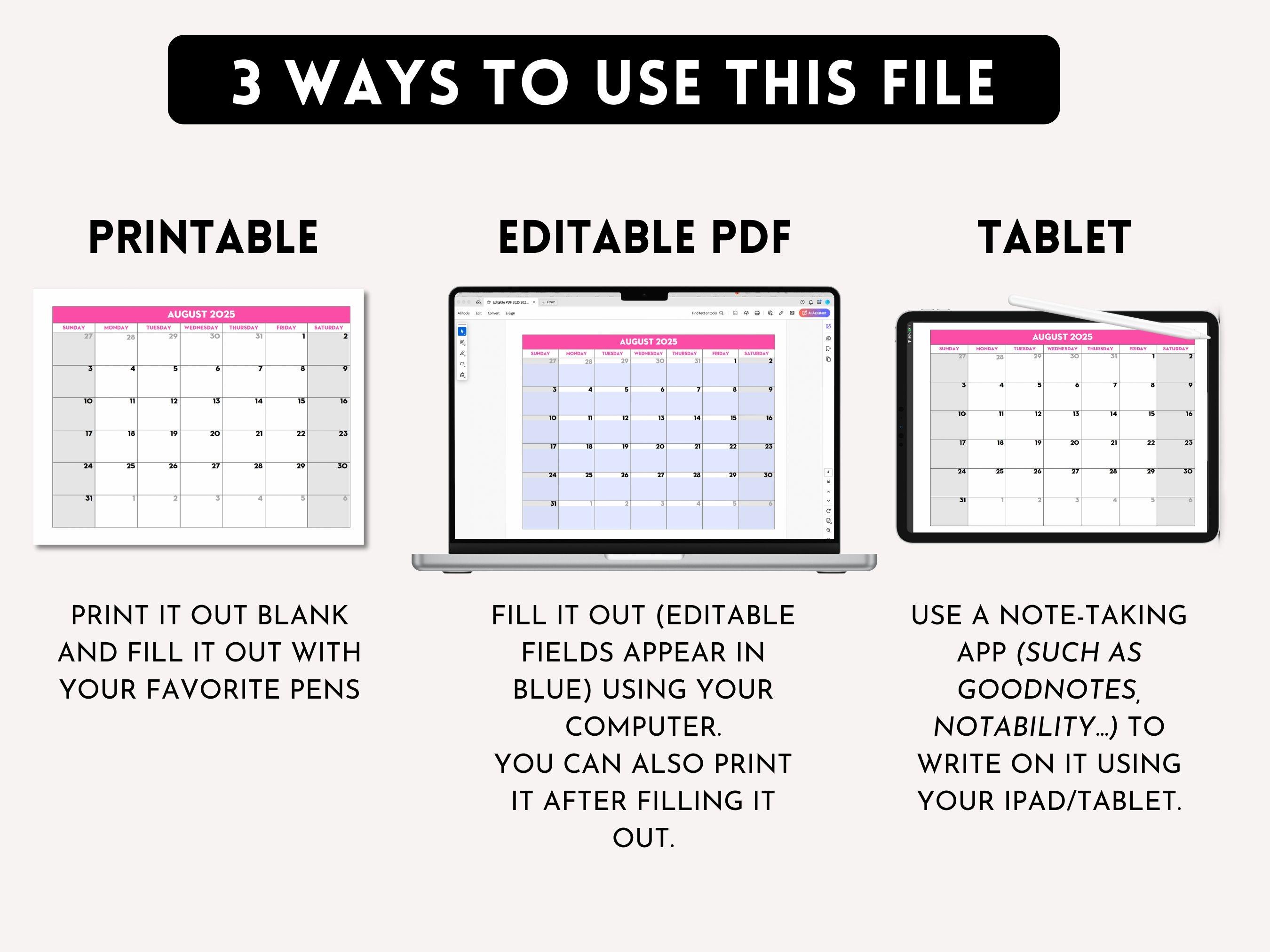 Printable EDITABLE Monthly School Calendar 2025-2026 Template, Academic ...
