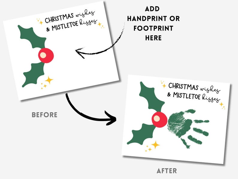 Christmas Handprint Printable Template, Mistletoe Holidays Handprint ...