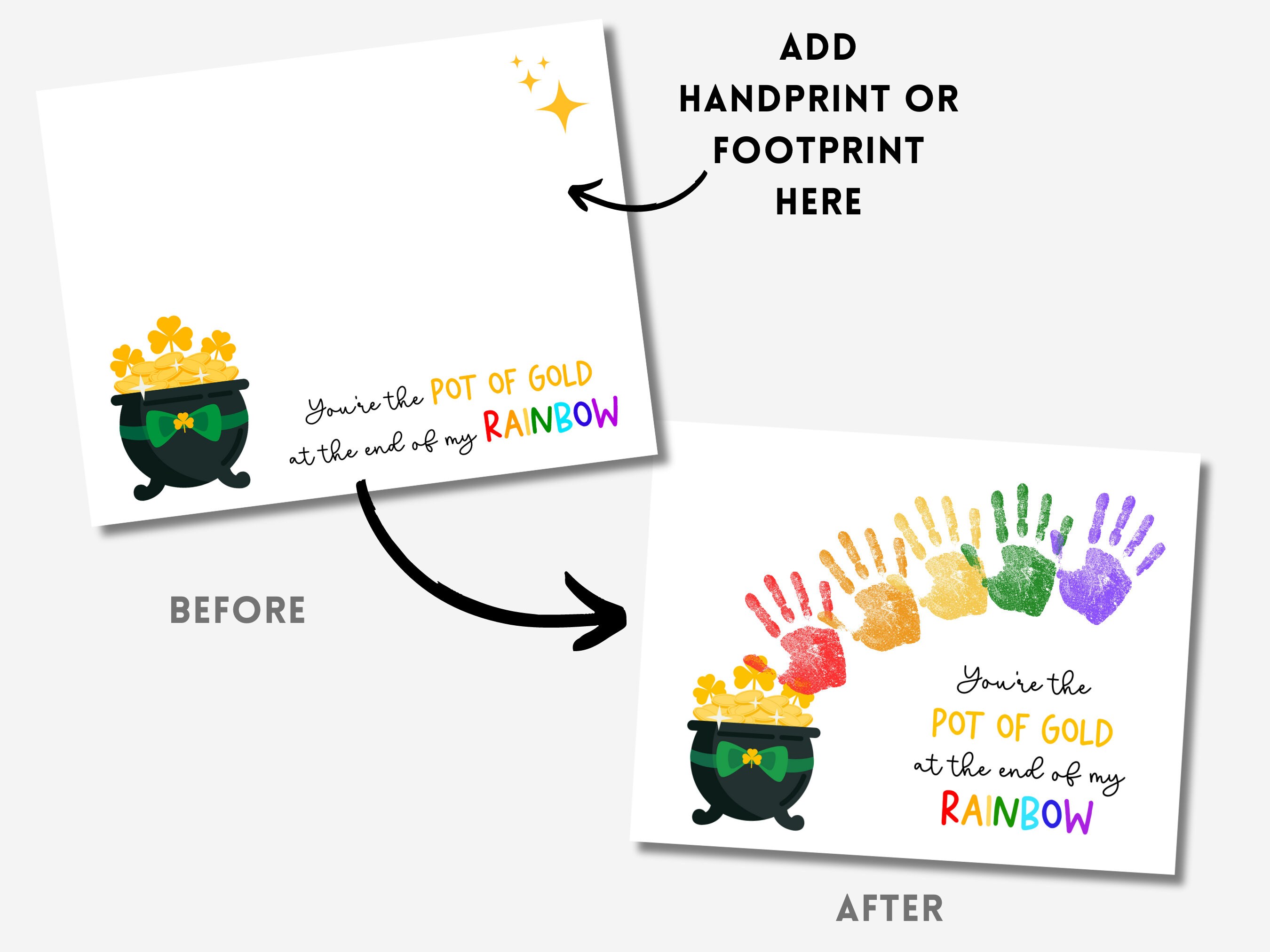 St. Patrick's Day Handprint Art, Pot of Gold at the End of the Rainbow ...
