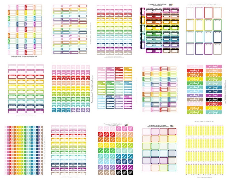 BUNDLE of 50 Functional Planner Stickers Sheets Printable - Etsy
