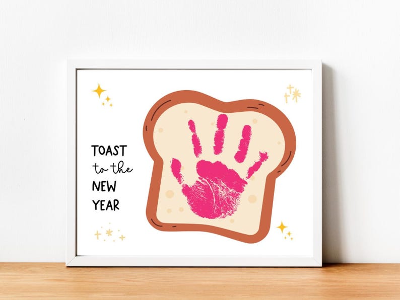 New Year Handprint Art, Toast Handprint Printable Template, Preschool ...