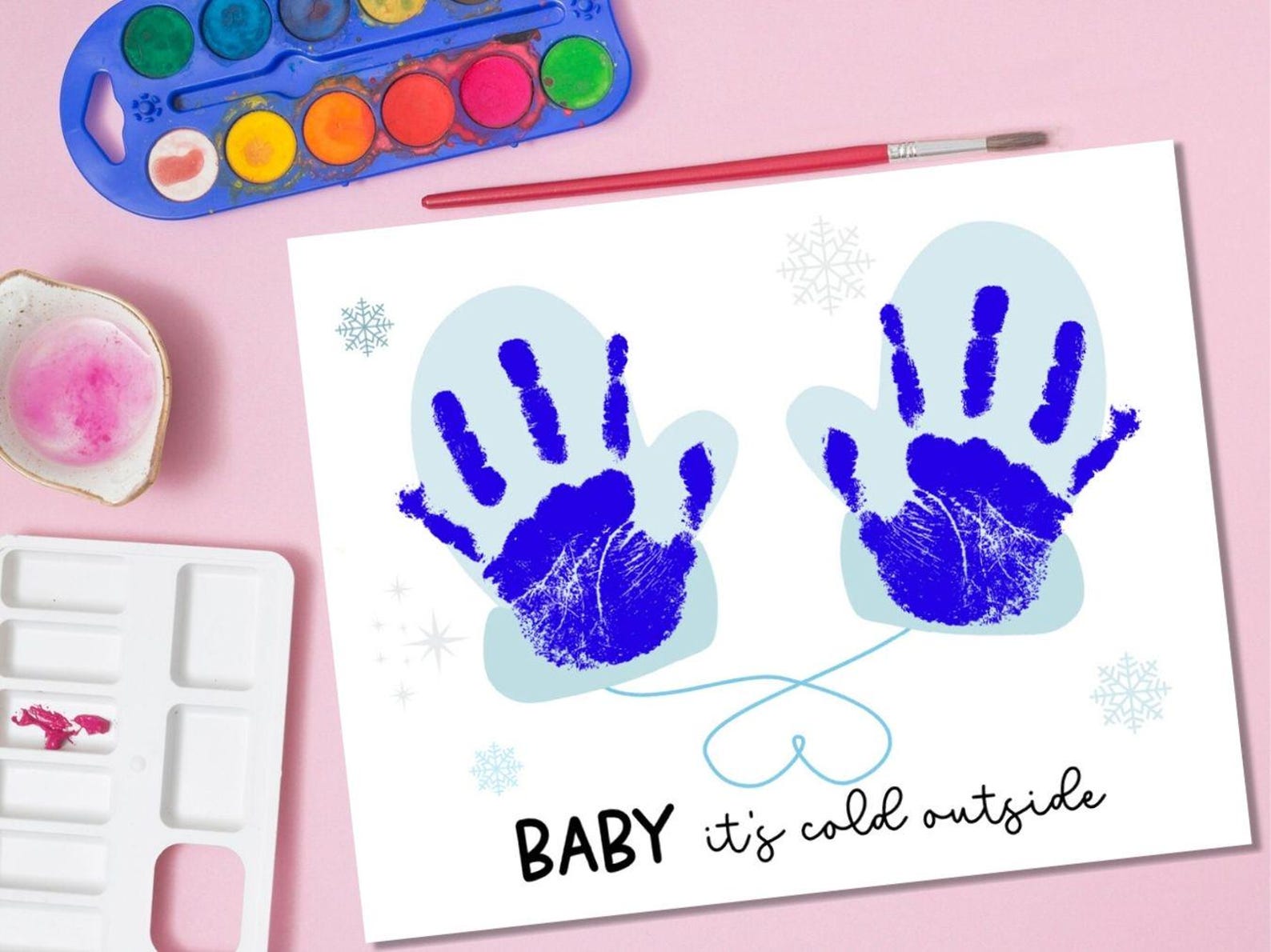 Winter Handprint Art, Mittens Handprint Printable Template, Preschool ...