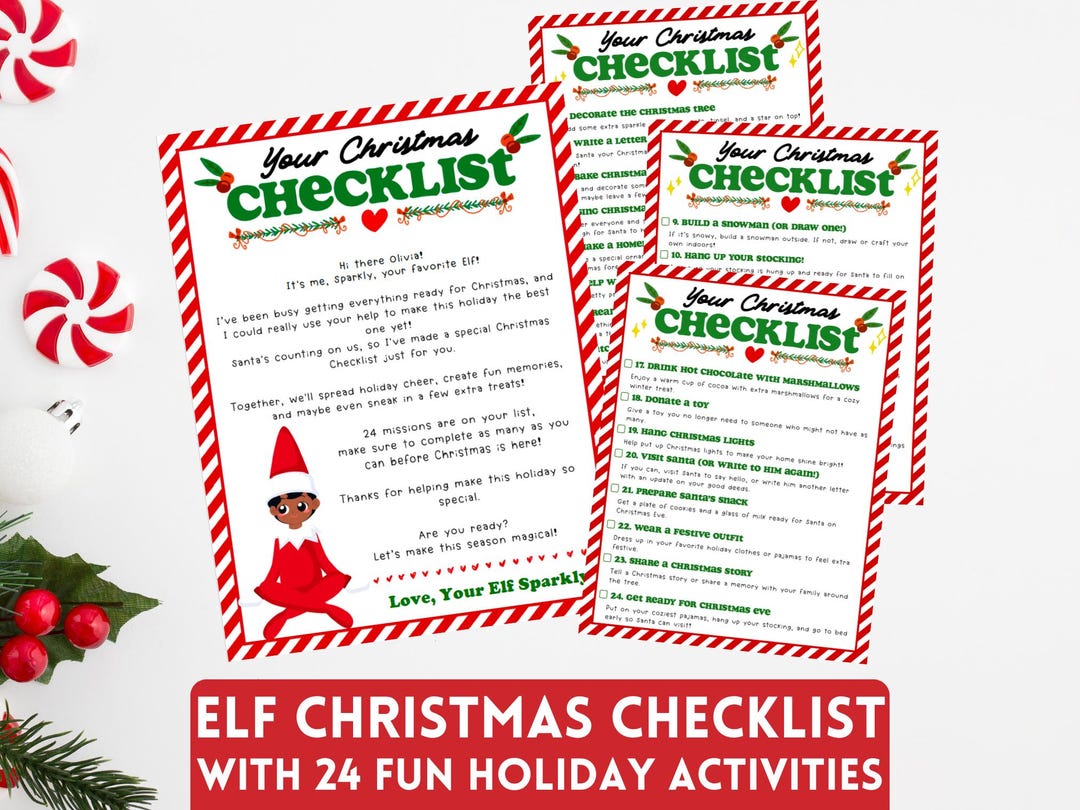 Printable Kids Christmas Bucket List, Printable Advent Calendar With 24 ...
