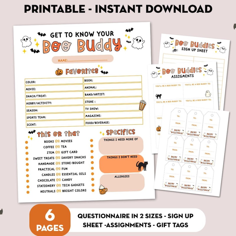 Boo Buddies Questionnaire - Etsy
