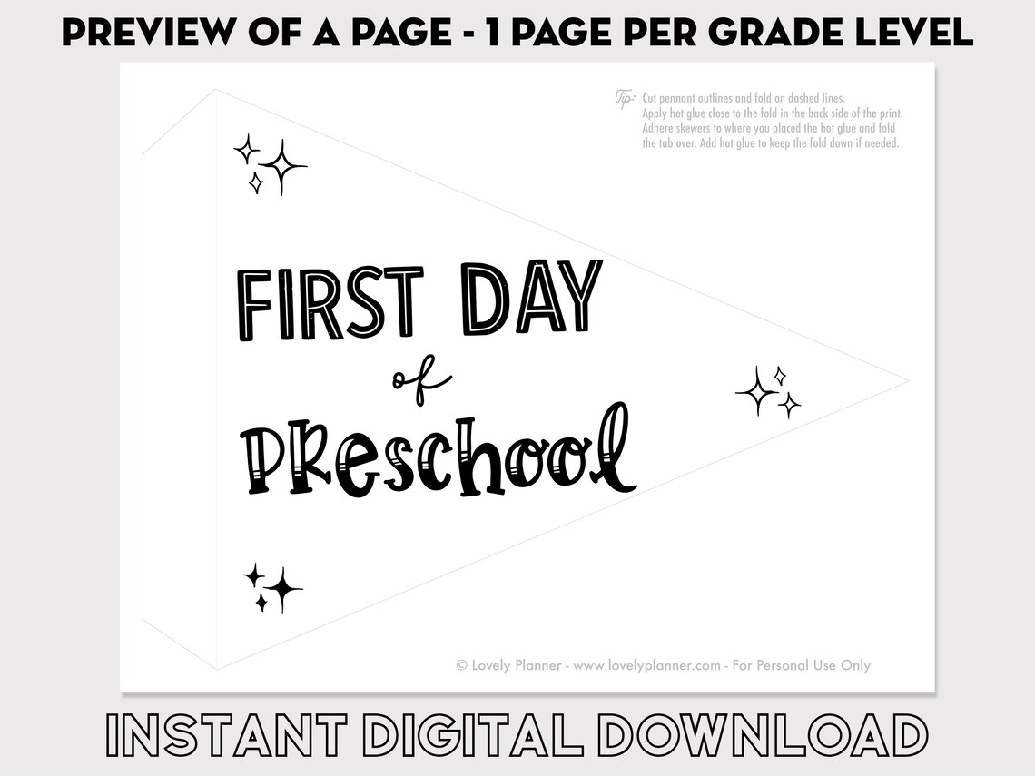 First Day of School Flag Printable for ALL GRADE Levels - Back to ...