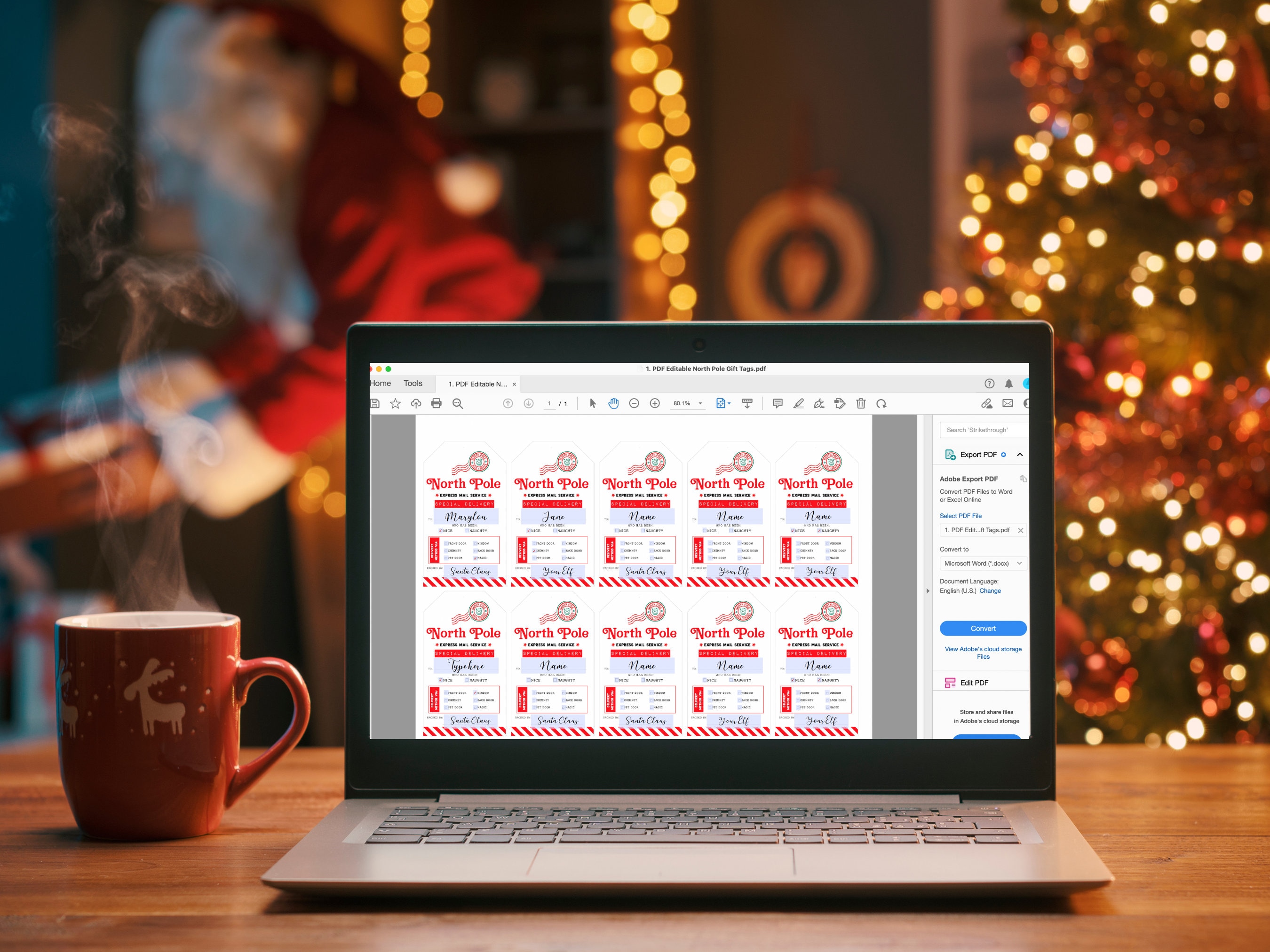 Editable North Pole Special Delivery Christmas Gift Tag, Printable ...