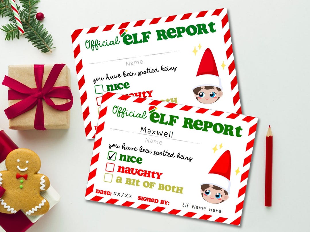 EDITABLE Elf Report Card PRINTABLE Christmas Elf Report Card Santa ...