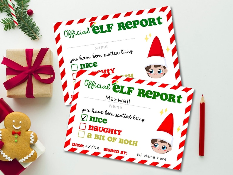 EDITABLE Elf Report Card PRINTABLE Christmas Elf Report Card Santa ...