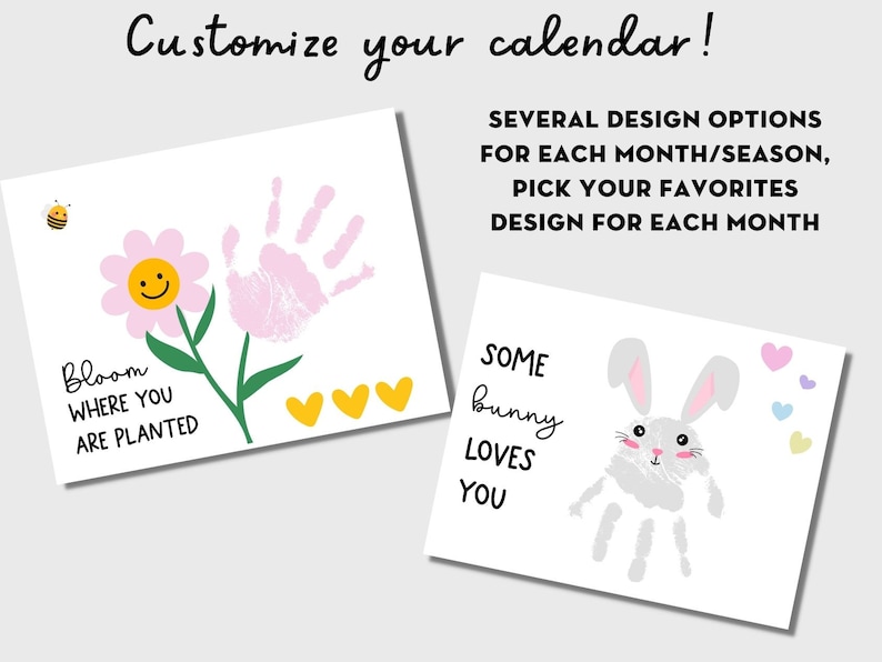 Handprint Calendar 2025 Landscape, Printable Handprint Craft Bundle ...
