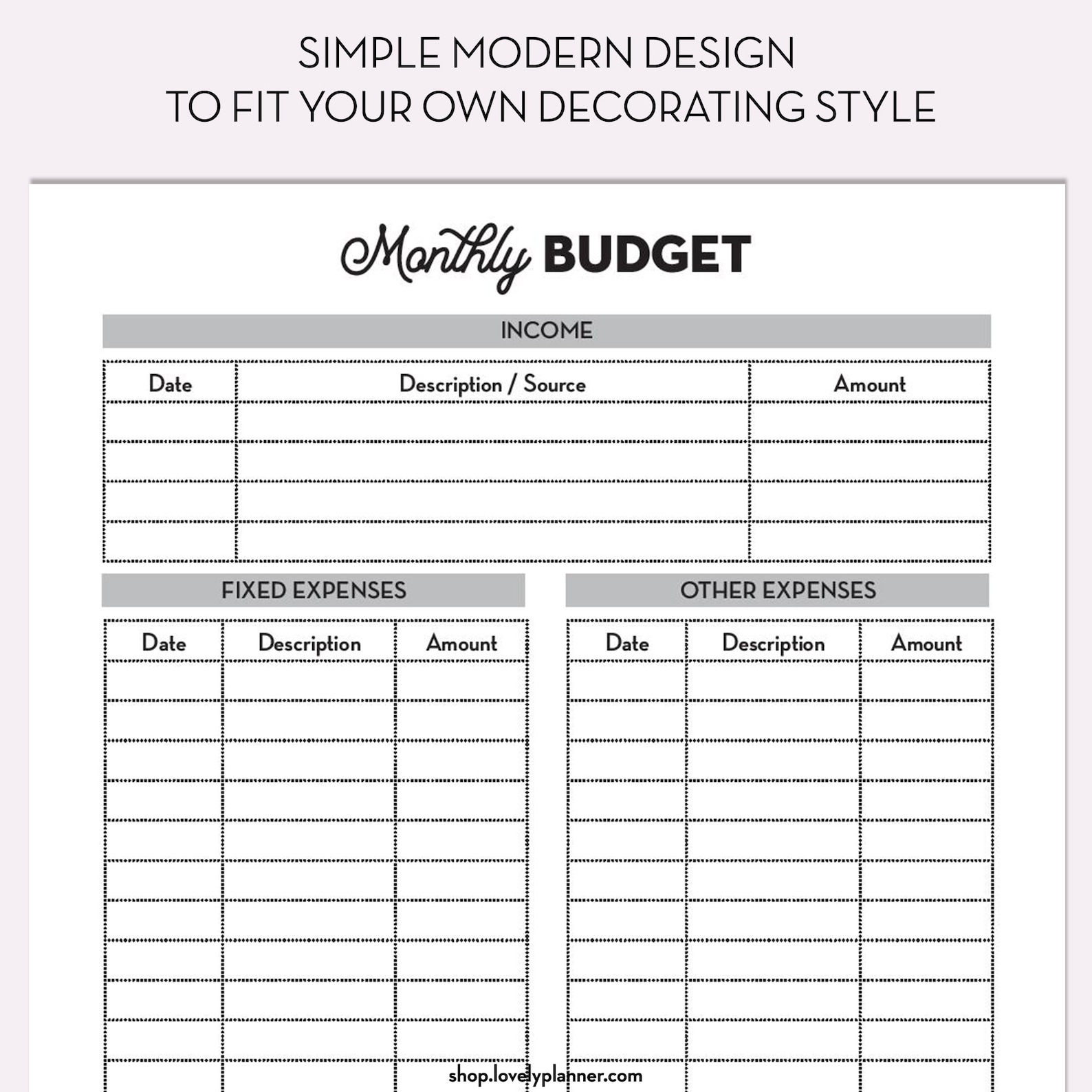 Printable Budget Planner Inserts Pack of 10 Planner Inserts | Etsy