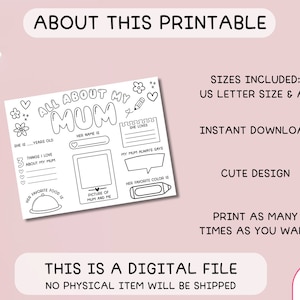All About My Mum, Mother's Day Interview, Mother's Day Printable ...