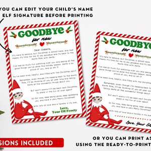EDITABLE Elf Departure Letter Printable, Goodbye From Your Elf Letter ...