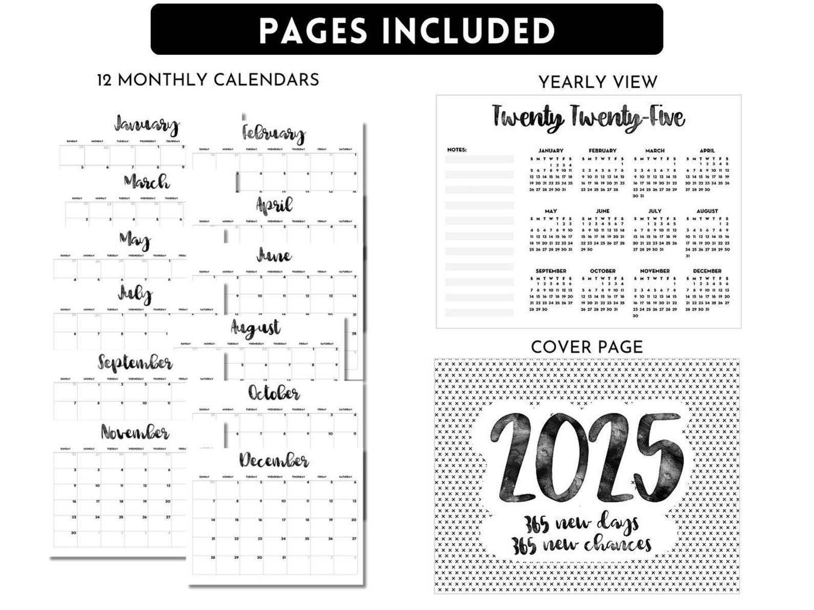 Printable EDITABLE Monthly Calendar 2025 Template, Editable PDF ...
