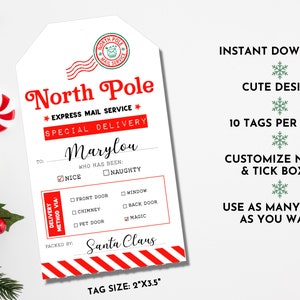 Editable North Pole Special Delivery Christmas Gift Tag, Printable ...