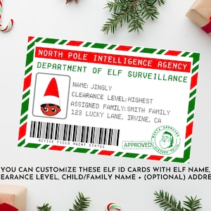 EDITABLE Elf ID Card Printable Brown Skin Elf ID Badge, Christmas Elf ...