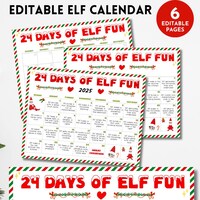 Elf Activity Calendar Printable, Christmas Printables, Kids Holiday Elf ...