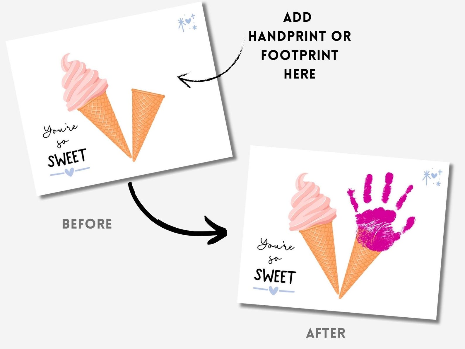 Ice Cream Handprint Printable Template, Cute Summer Handprint Art ...