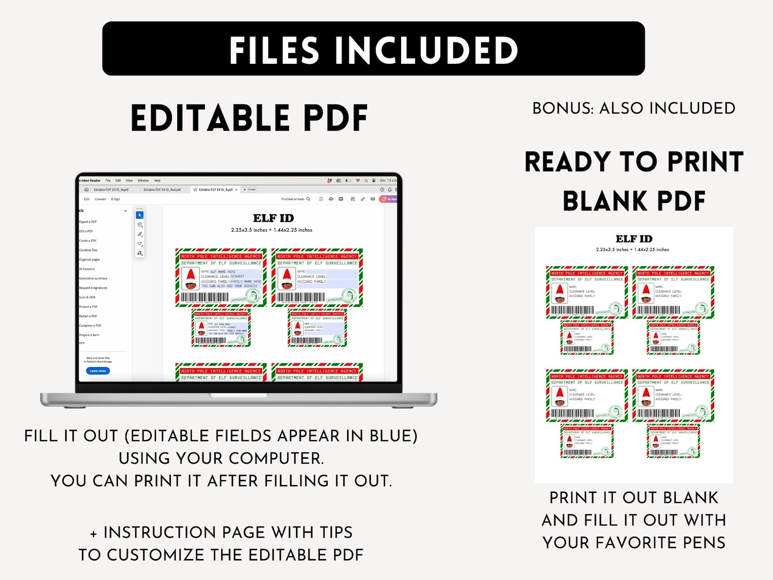 EDITABLE Elf ID Card Printable Brown Skin Elf ID Badge, Christmas Elf ...