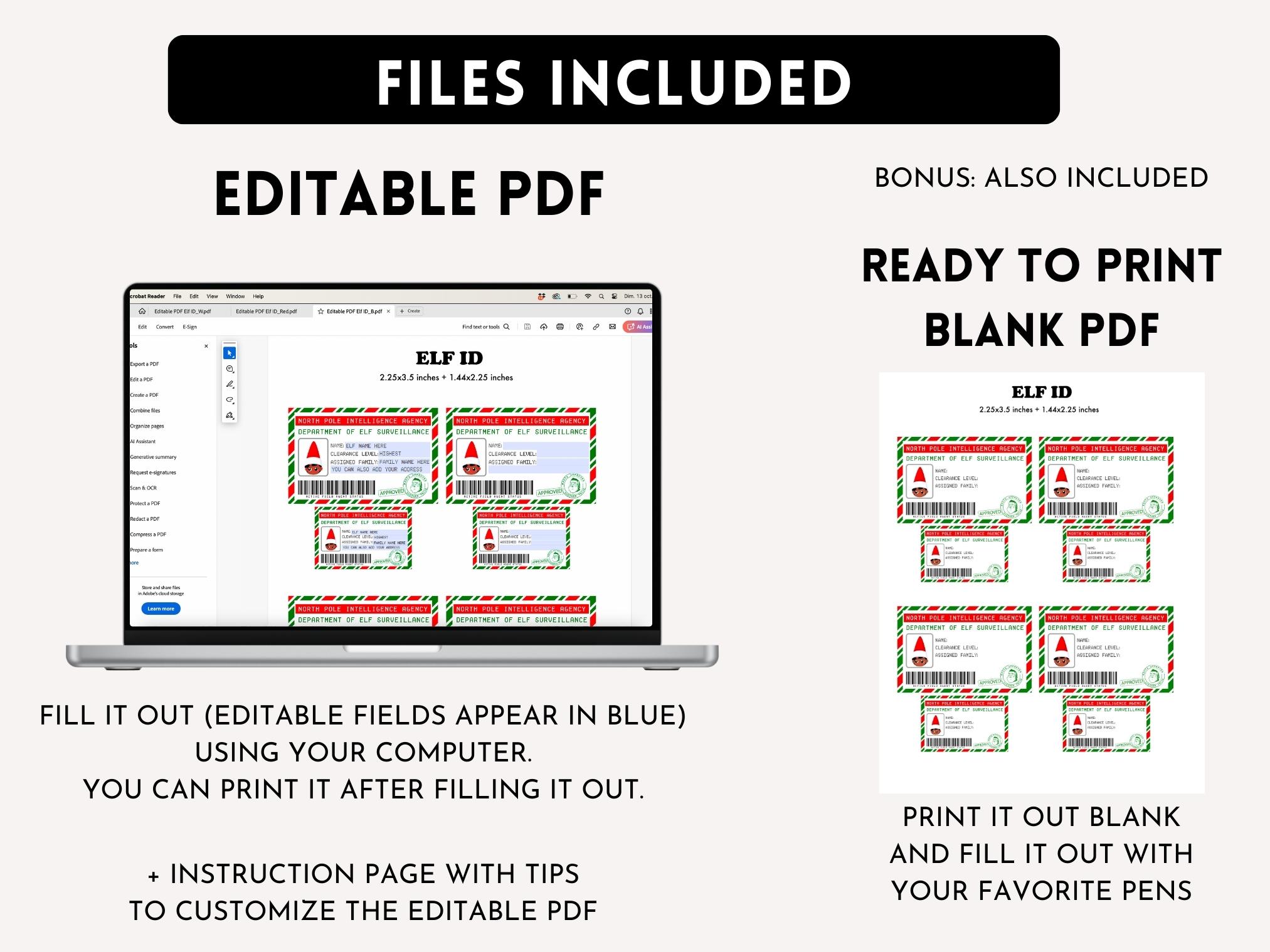 EDITABLE Elf ID Card Printable Brown Skin Elf ID Badge, Christmas Elf ...