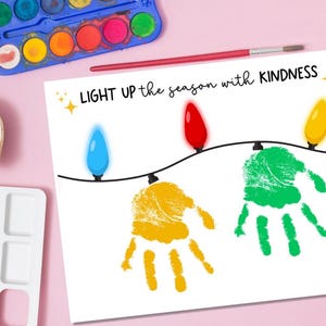 Christmas Lights Handprint Printable Template, Holidays Handprint Art ...