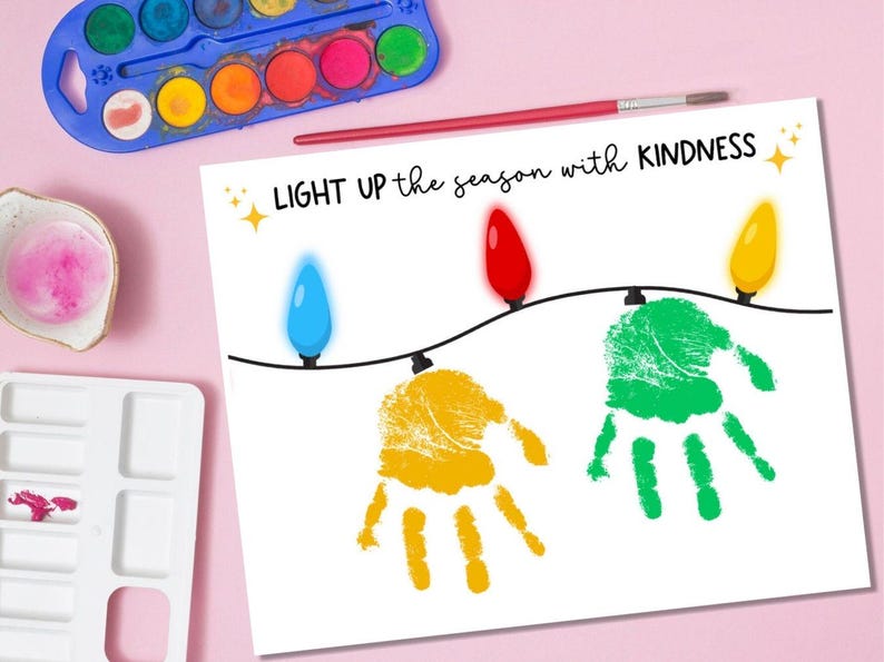 Christmas Lights Handprint Printable Template, Holidays Handprint Art ...