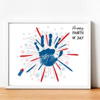 Red White & Blue 4th of July Handprint Art, Fourth of July Handprint ...